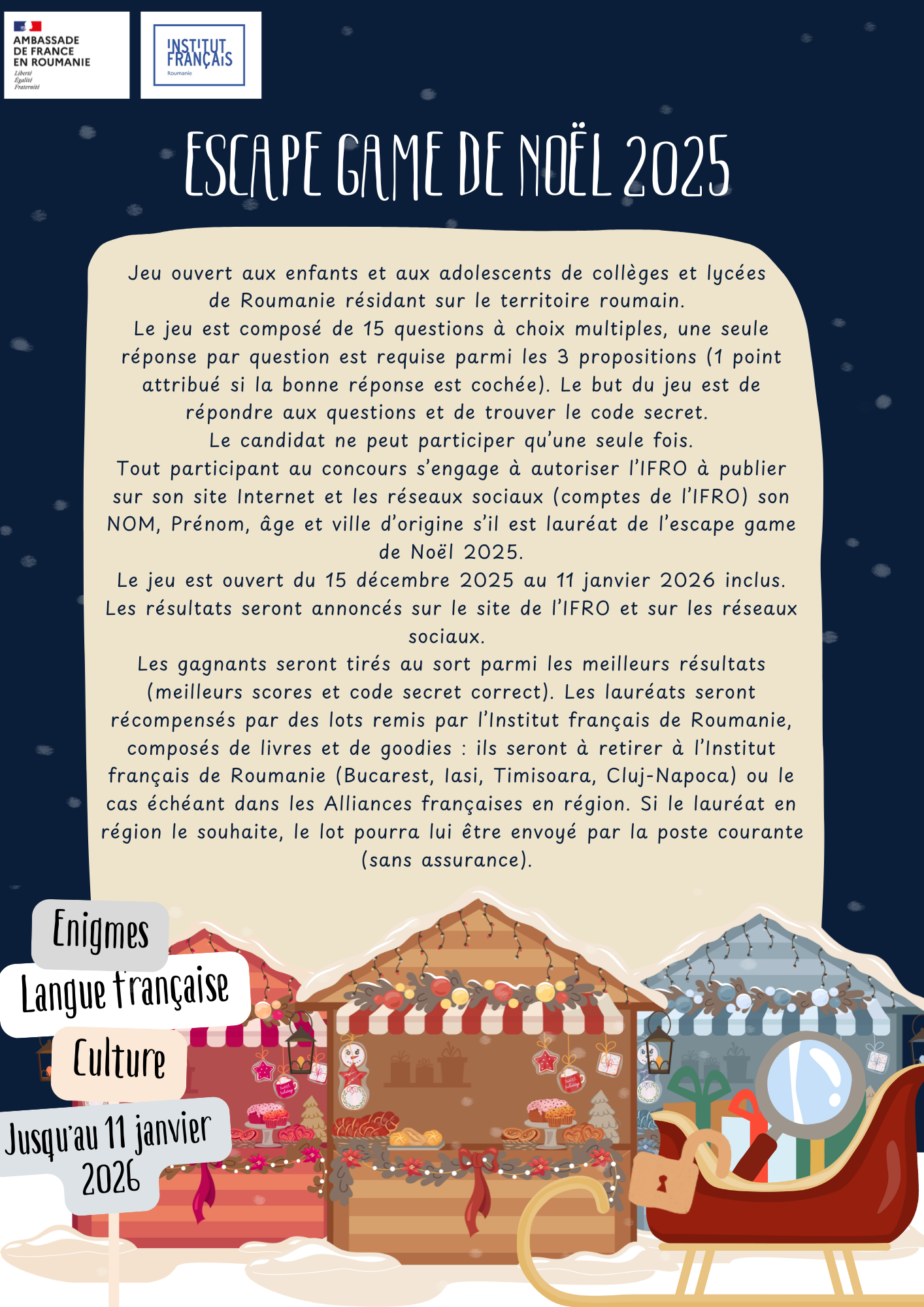 Escape game de Noël - Institutul Francez din România la București
